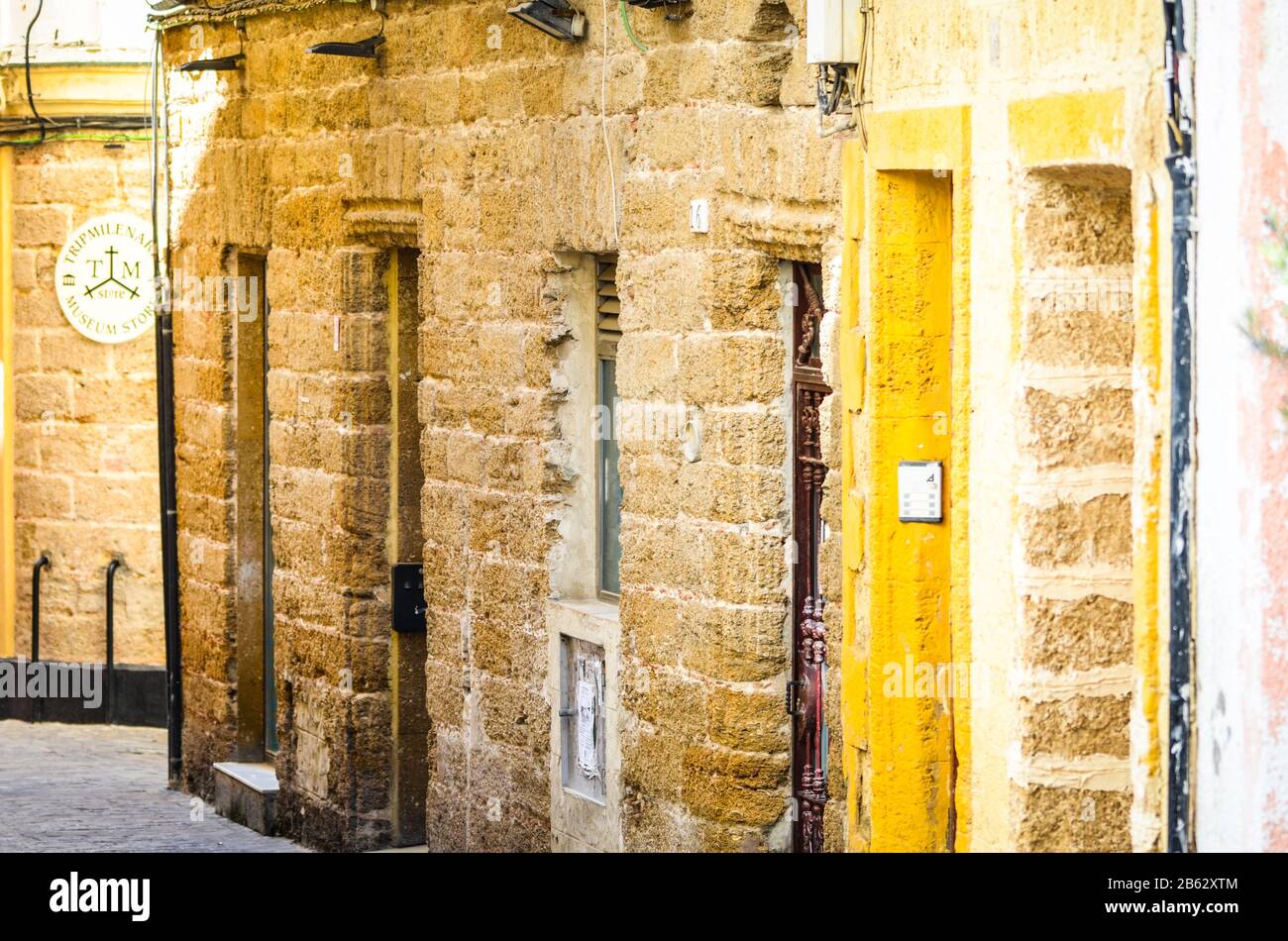 close up view of the historical streets of the spanish cities ...