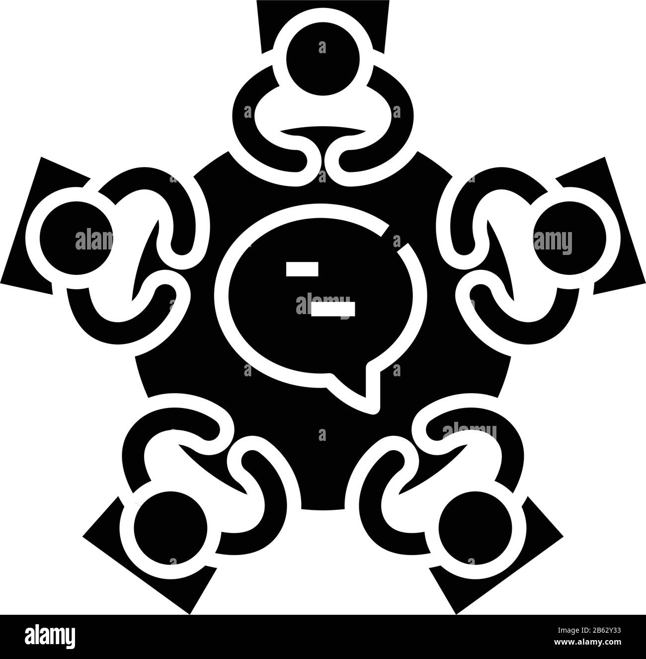 Team discussion black icon, concept illustration, vector flat symbol ...