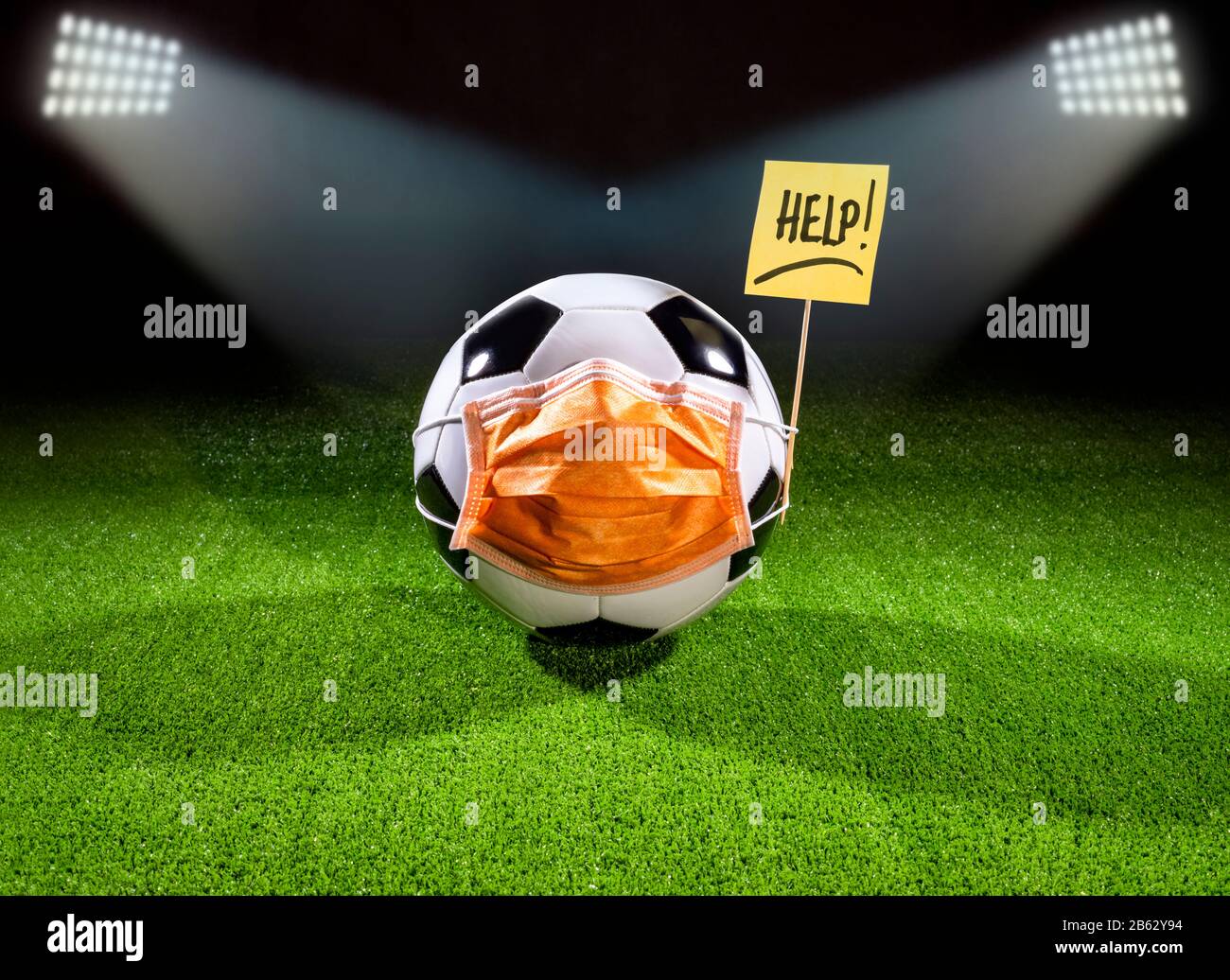Soccer ball with mask due to air pollution or an epidemic. Protection ...