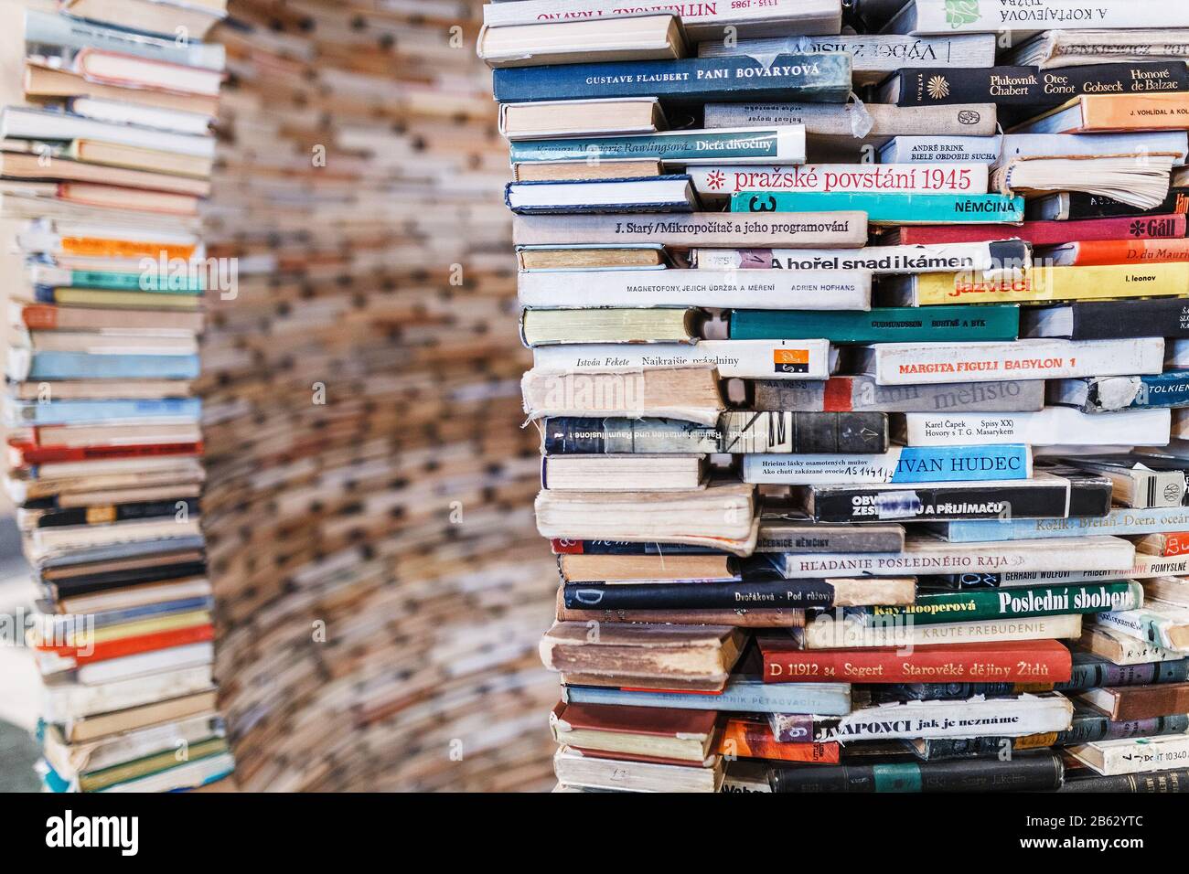 PRAGUE, CZECH REPUBLIC - 18 MARCH, 2017: a book tunnel tower or pillar ...