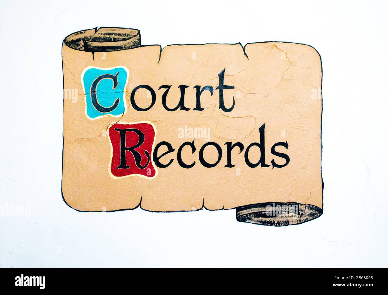 a vintage painted courtroom sign saying Court Records with copy space ...