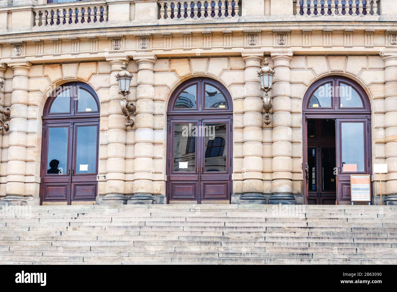 Entrance group of doors to the theater or museum Stock Photo - Alamy
