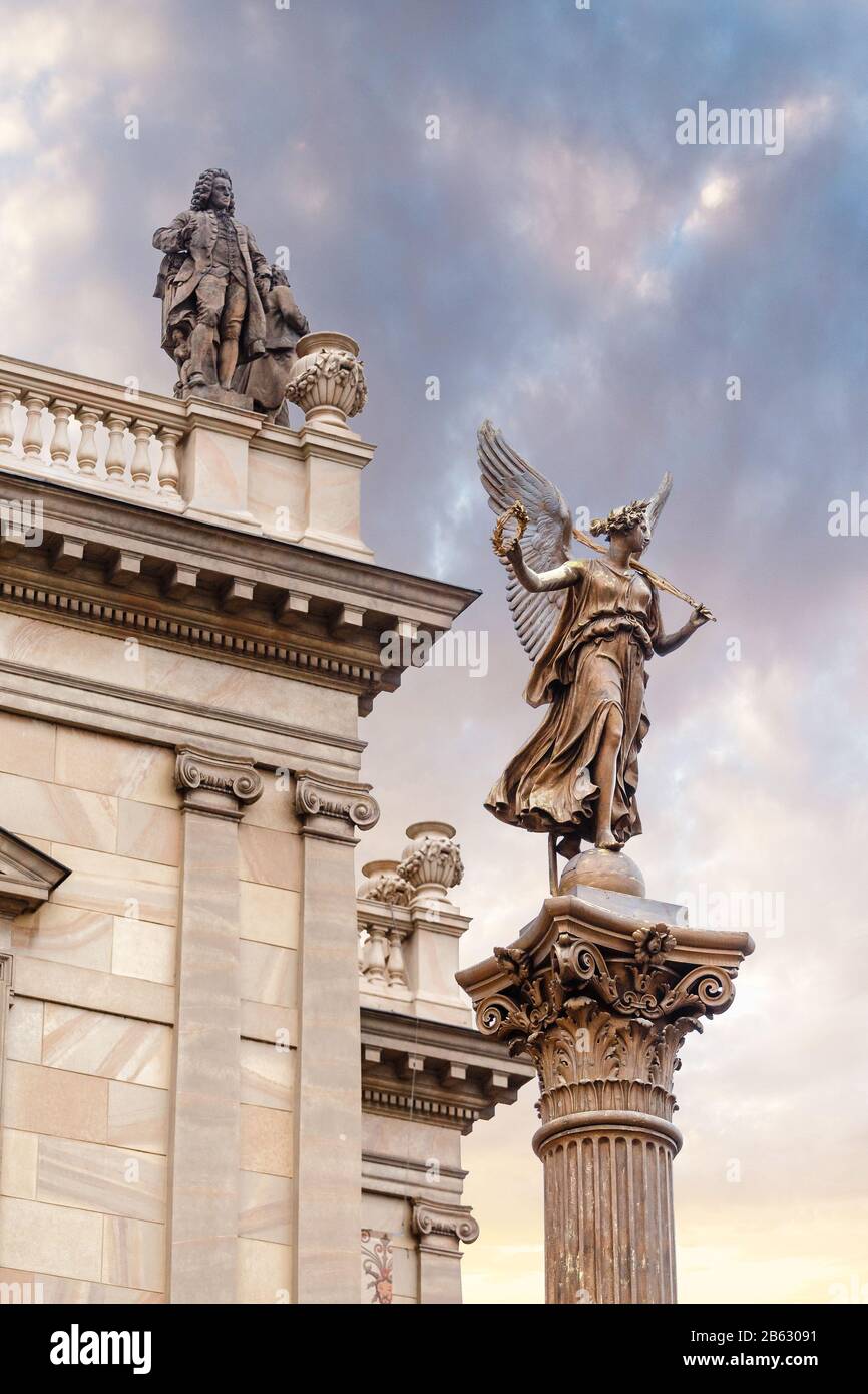 Statue and sculpture decoration at Rudolfinum concert hall in the ...