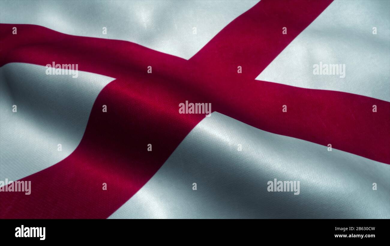 Alabama flag waving in the wind. Sign of Alabama. 3d rendering Stock ...
