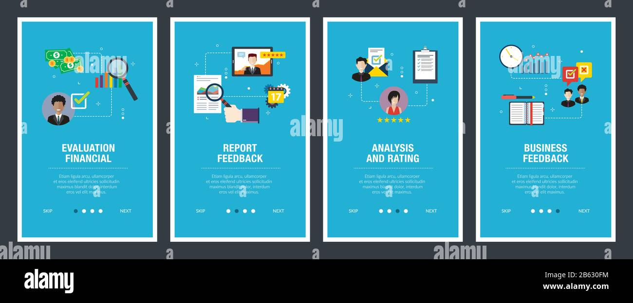 Web banners concept in vector with evaluation financial, report ...