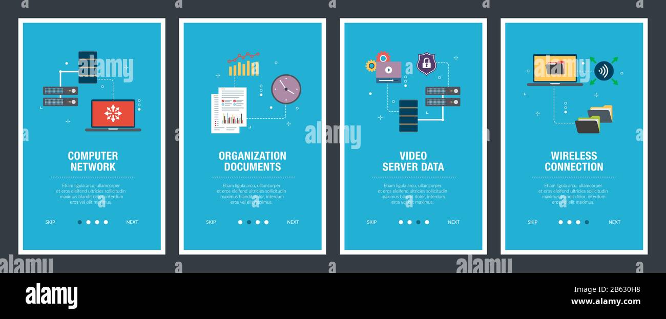 Banner set with icons for internet on websites or app templates with ...