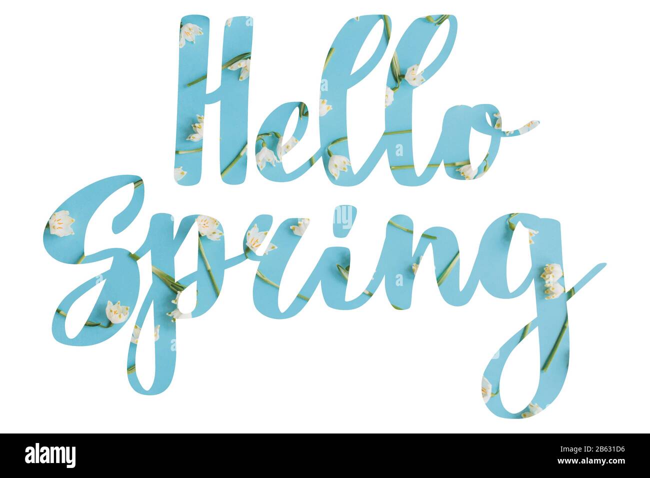 Hello Spring. Stylish Hello Spring floral text with white spring ...