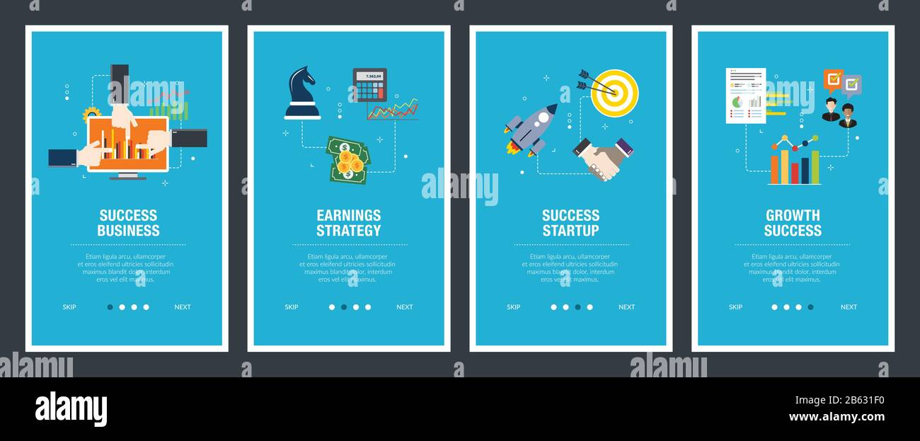 Vector set of vertical web banners with success business, earnings ...