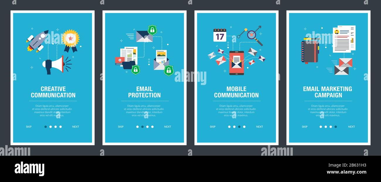 Vector set of vertical web banners with communication, email protection ...