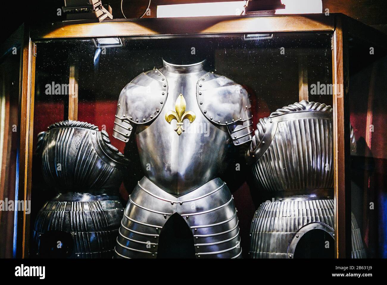 PRAGUE, CZECH REPUBLIC, 19 MARCH 2017: medieval armor of metal helmet ...