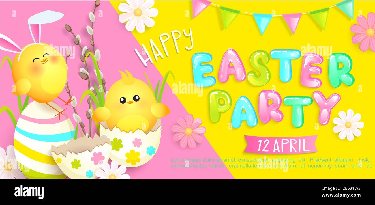 Happy easter party invitation banner Stock Vector Image & Art - Alamy
