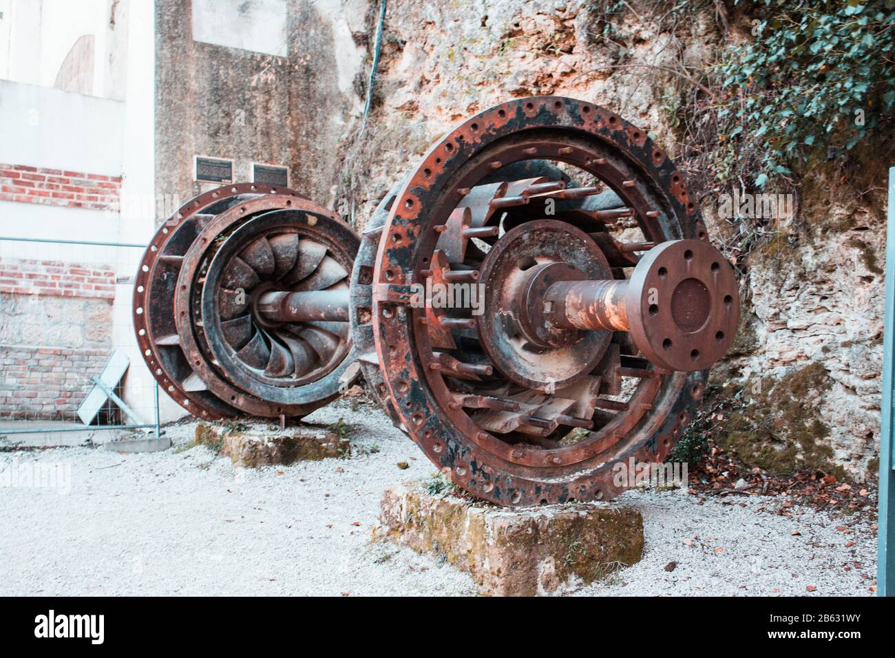 Old hydro turbine from Jaruga power plant, second hydro power plant in ...