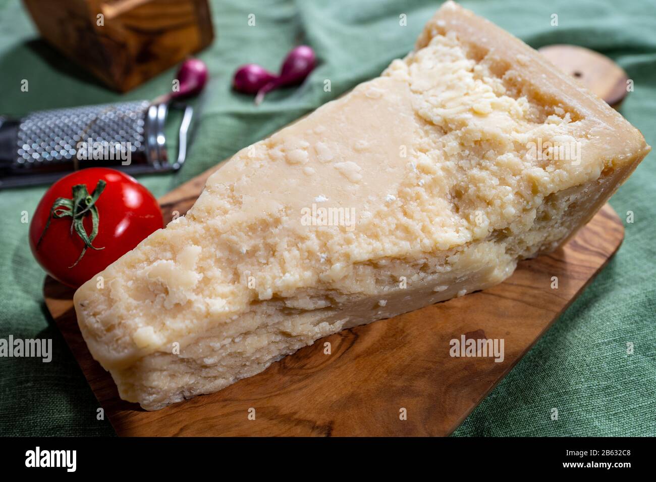 One piece of authentic Parmigiano-Reggiano or Parmesan Italian hard ...