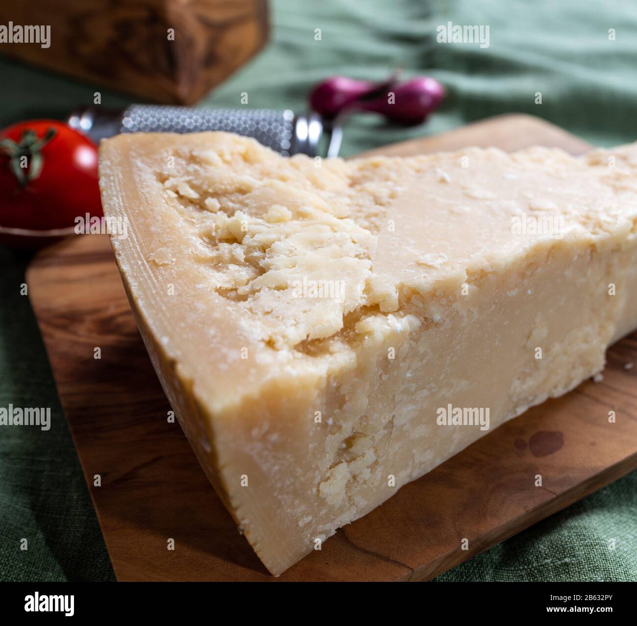 One piece of authentic Parmigiano-Reggiano or Parmesan Italian hard ...
