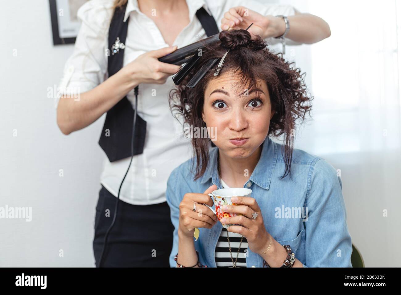 Woman hairdresser funny hi-res stock photography and images - Alamy