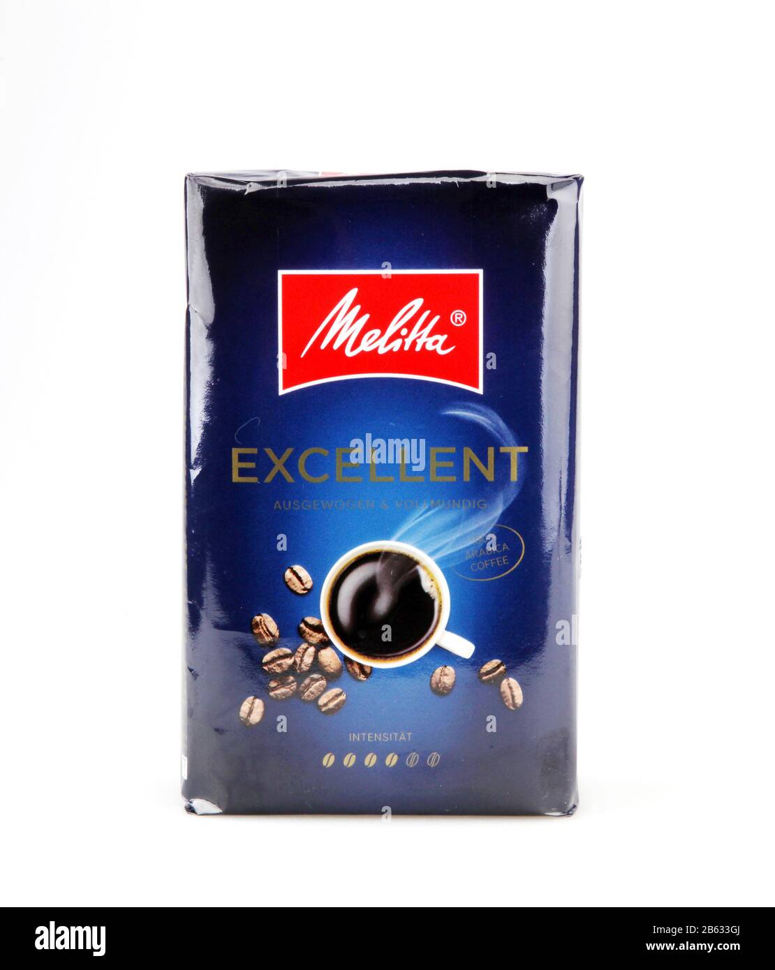 Pomorie, Bulgaria - March 08, 2020: Melitta roasted ground coffee ...