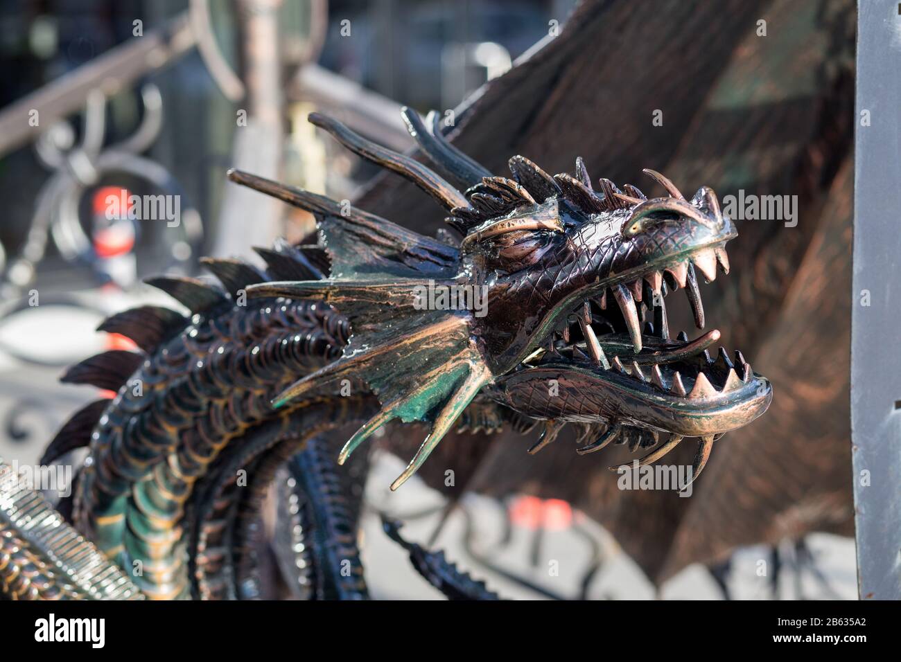 Statue of the old iron dragon Stock Photo - Alamy