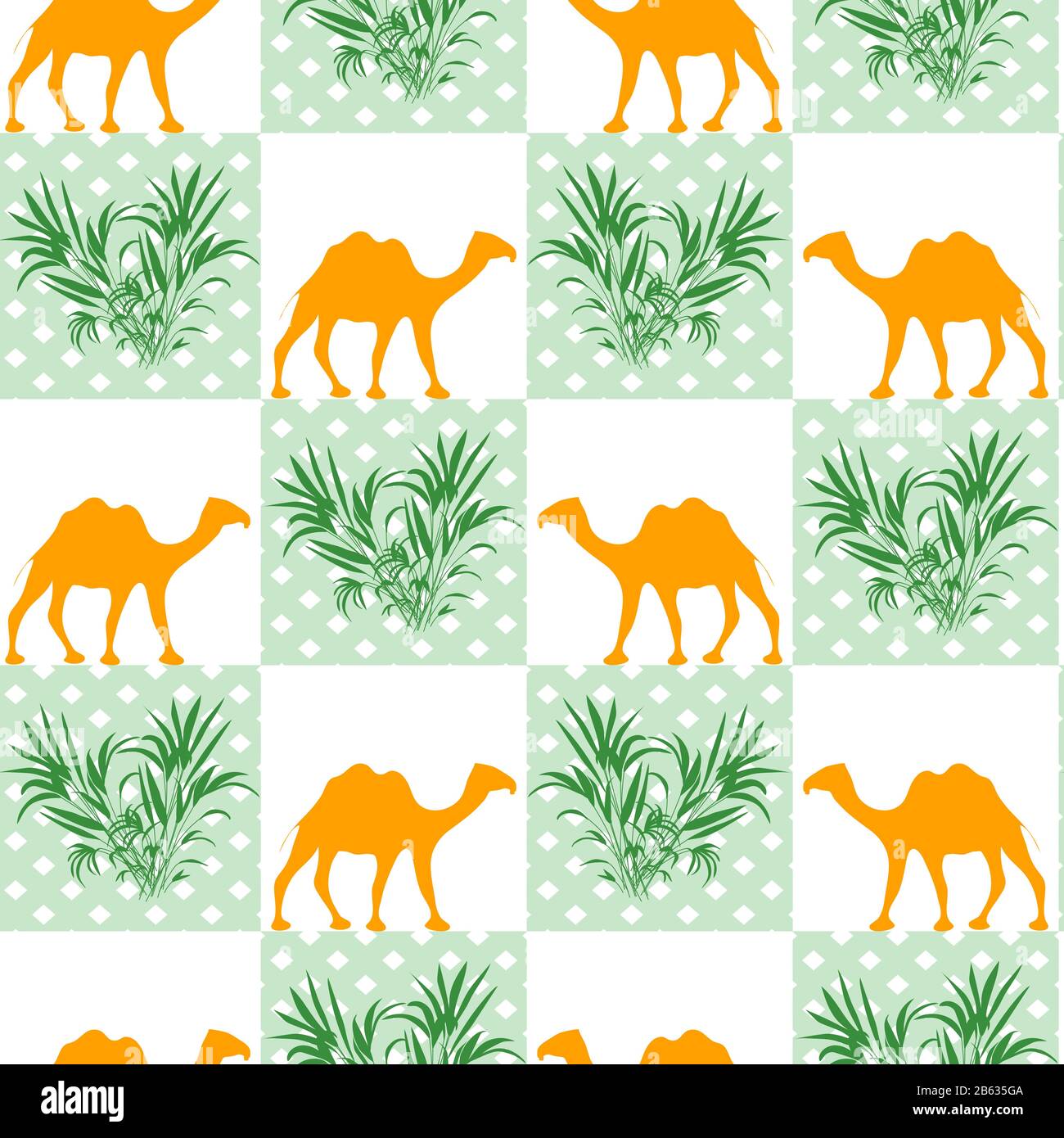 Vector Seamless pattern with camel and plant. Wildlife Animal Green ...