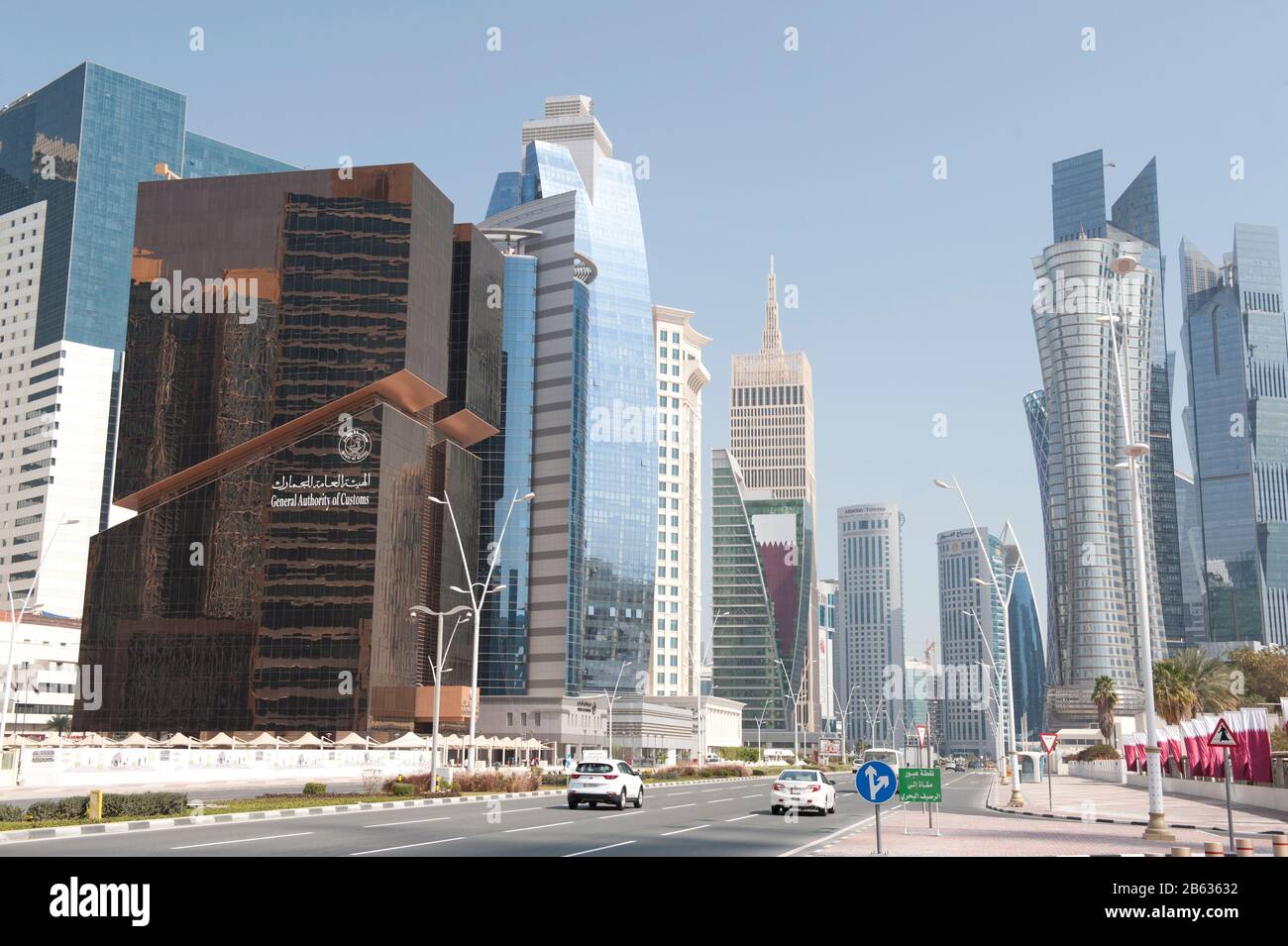Exterior view of modern skyscrapers dominating the West Bay area of ...