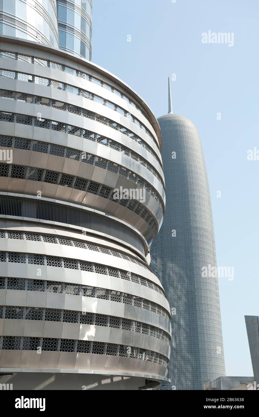 Exterior view of modern skyscrapers dominating the West Bay area of ...