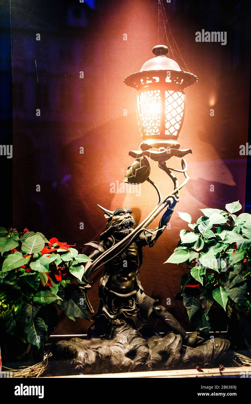 Art lantern souvenir with statue Stock Photo - Alamy