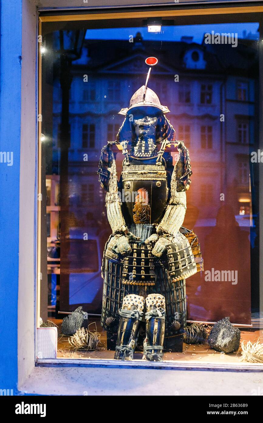 historic samurai armor at the showcase Stock Photo - Alamy
