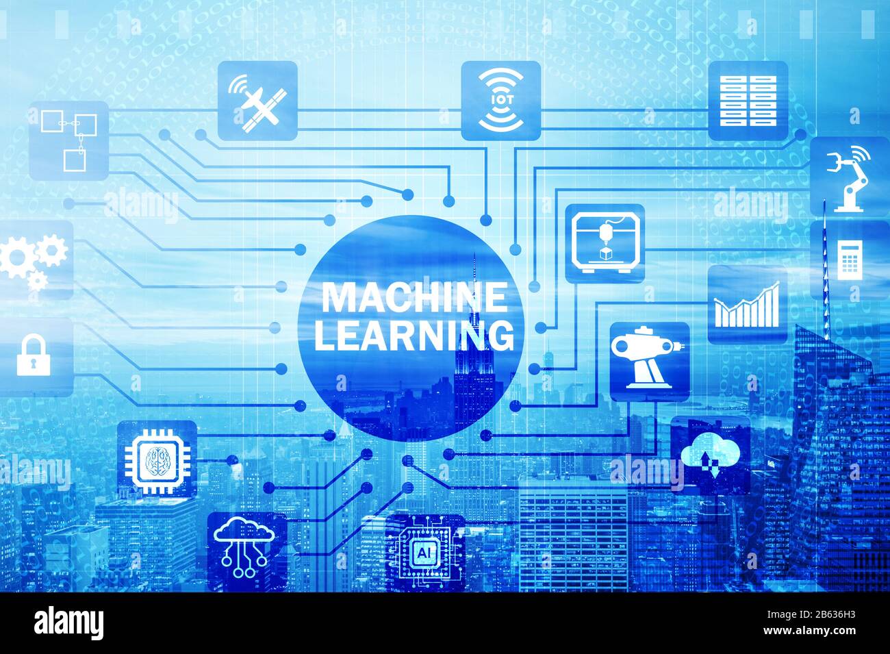 The concept of modern it technology with machine learning Stock Photo ...