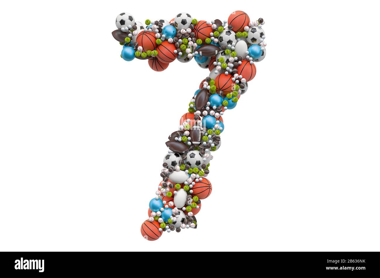 Number 7 from sport gaming balls, 3D rendering isolated on white ...