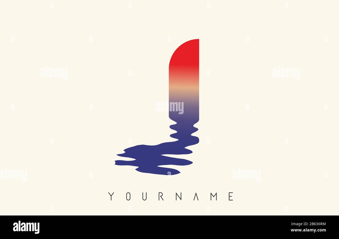 J Letter Logo Design with Water Effect and Sunset Gradient Vector ...