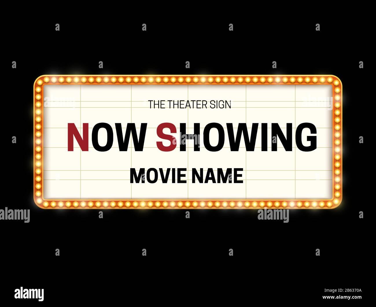 Realistic 3D light bulb cinema frame in retro style on black background ...