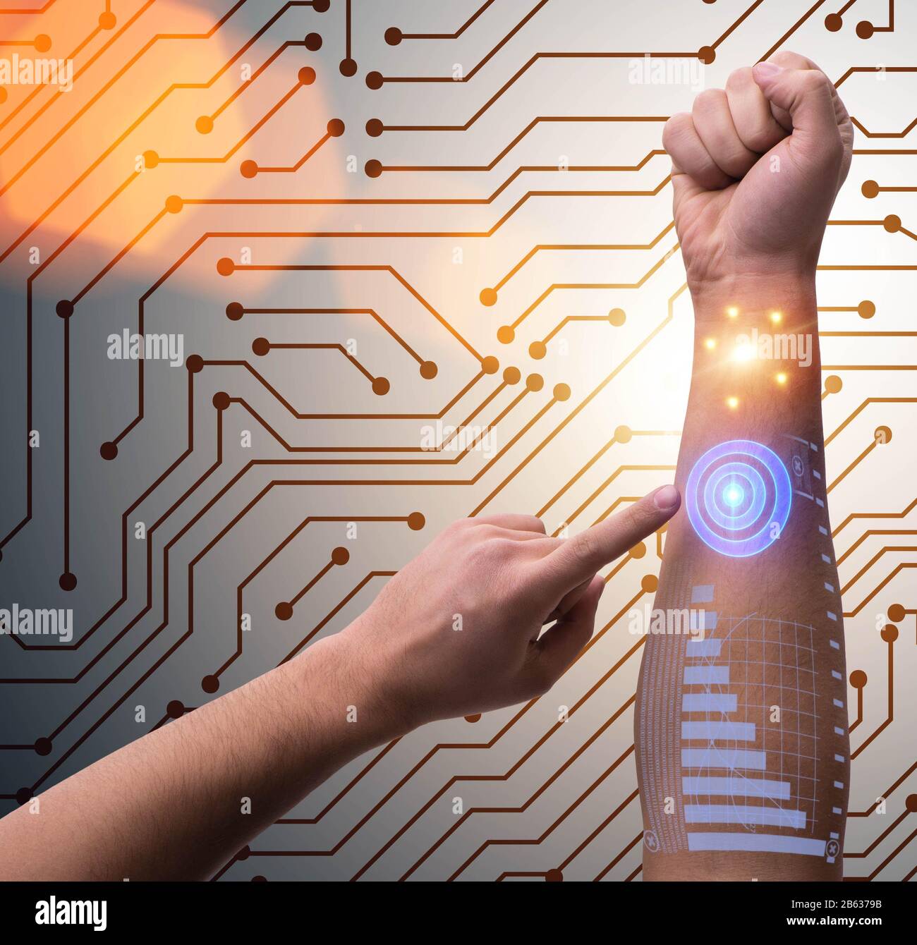The human robotic hand in futuristic concept Stock Photo - Alamy