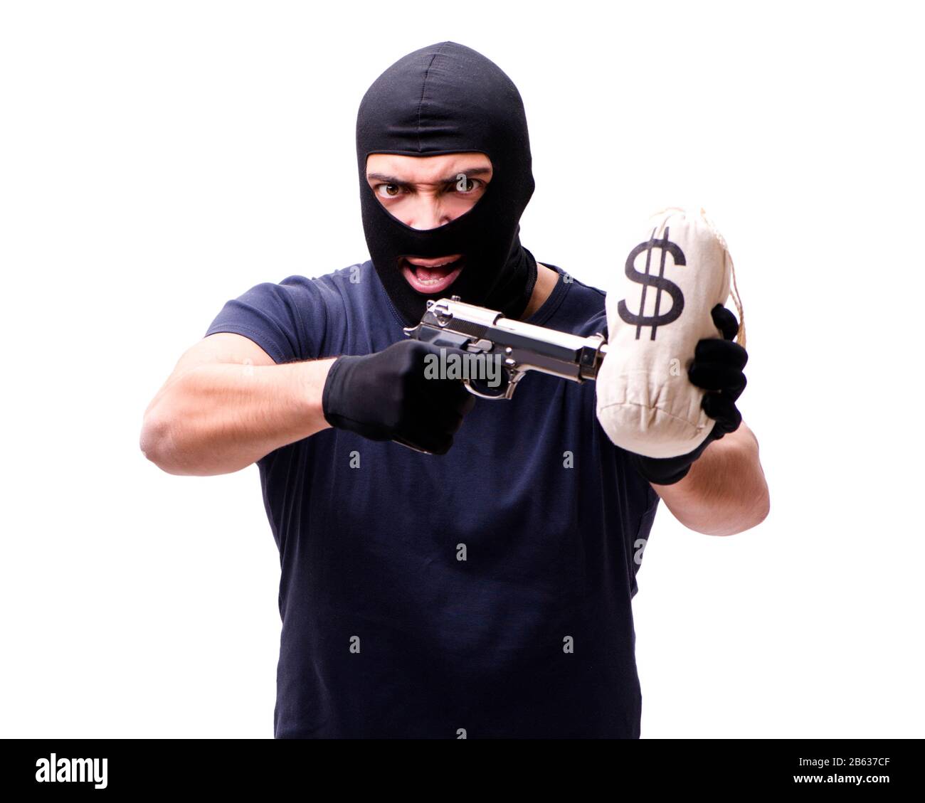 The robber wearing balaclava isolated on white Stock Photo - Alamy
