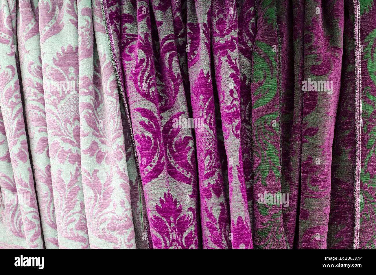 Colorful folded textile and fabric texturs in a close up view Stock ...