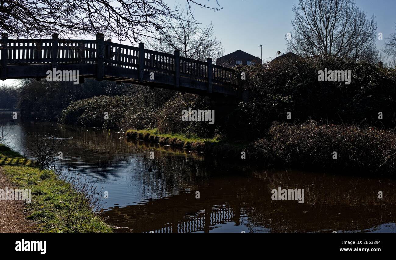 Back lit bridge over the Grand Union Canal, London Stock Photo - Alamy