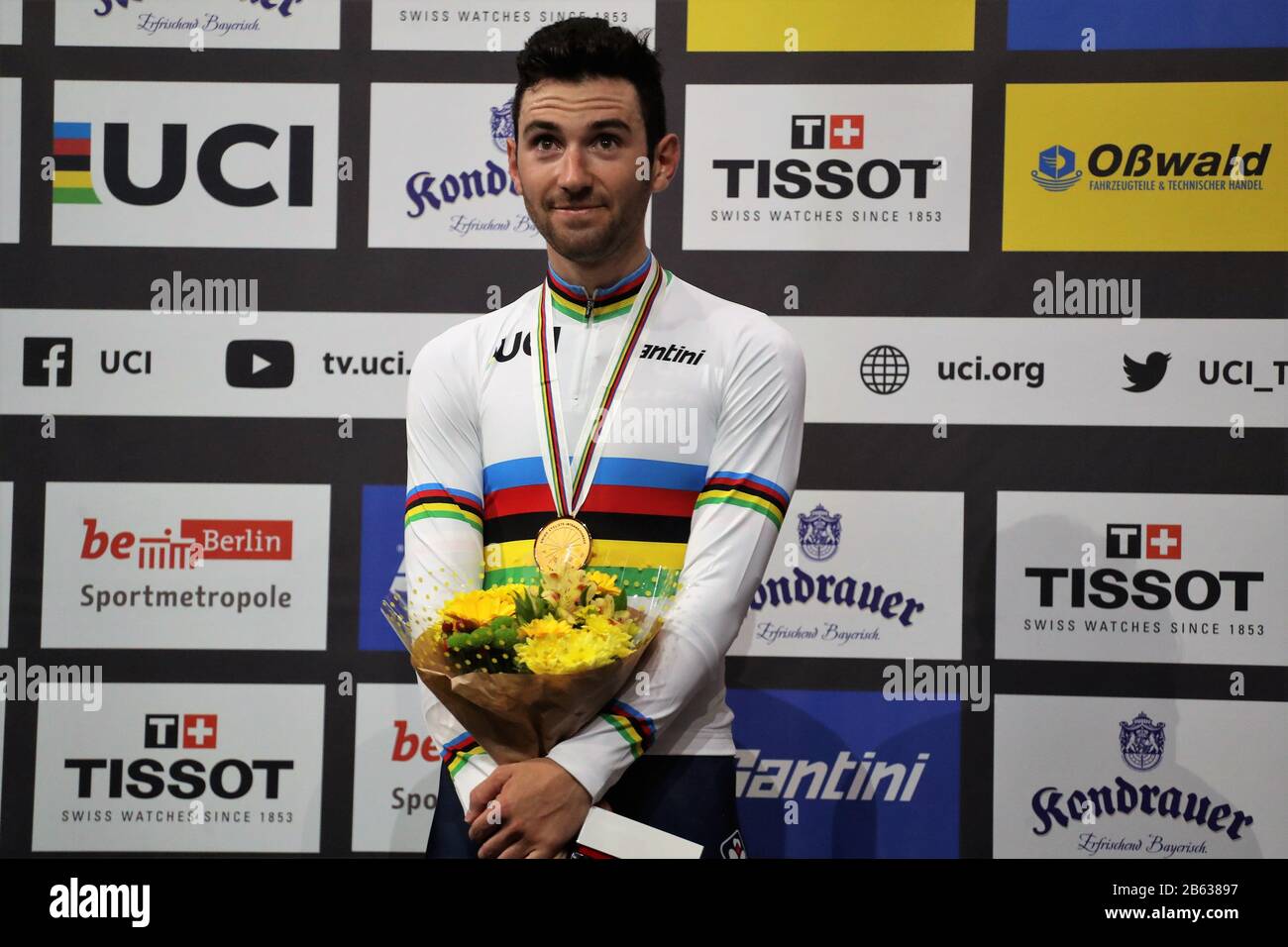 Benjamin Thomas of France Men's Omnium - Points Race Podium during the ...