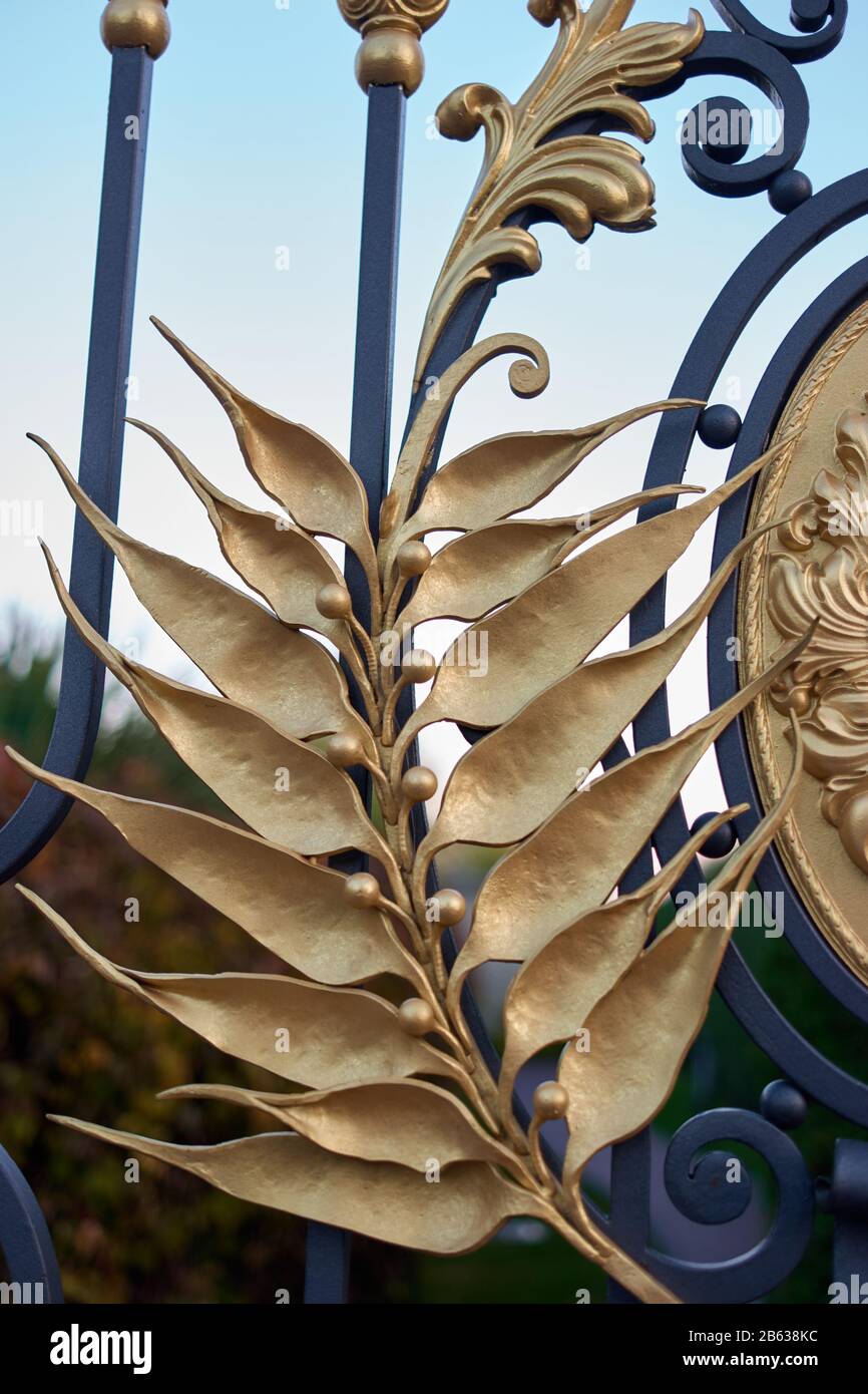 Forged golden ornamental branch Stock Photo - Alamy