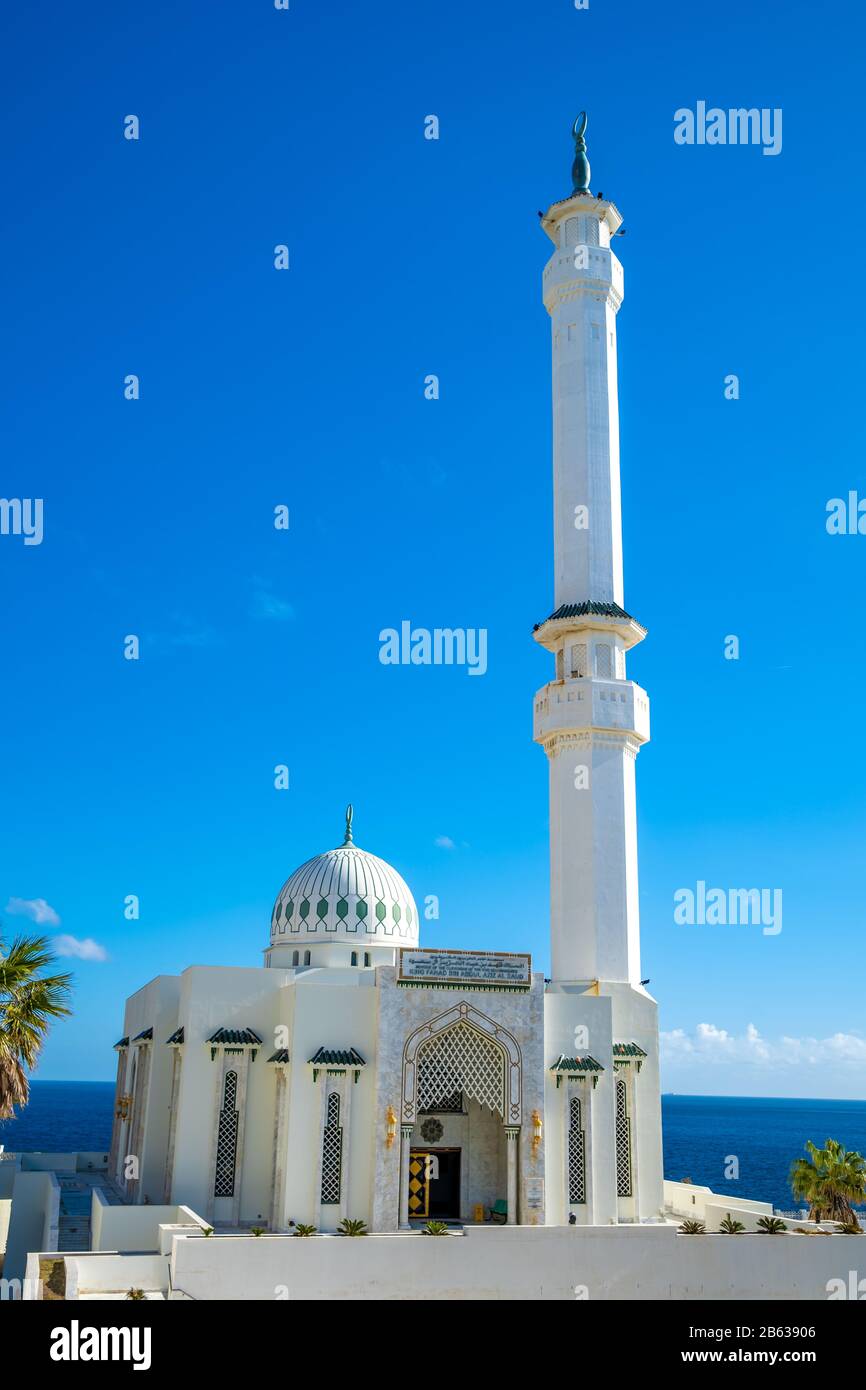 Gibraltar - January 12, 2020: Ibrahim-al-Ibrahim Mosque on the coast of ...