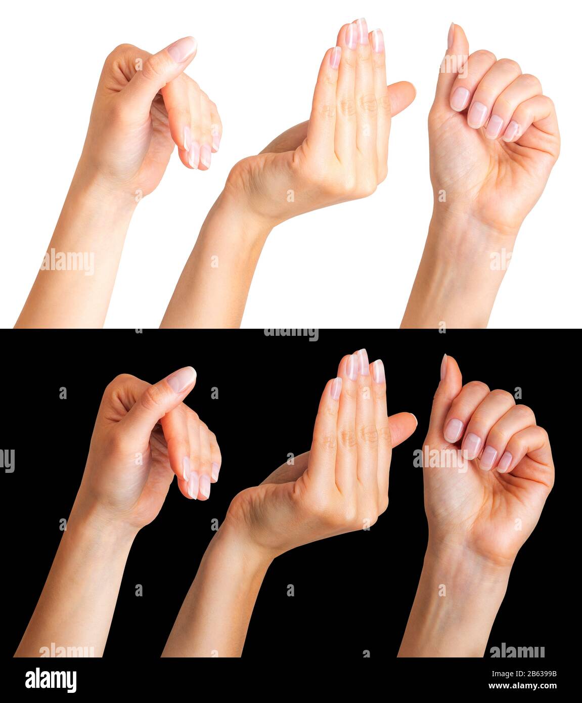 Set of woman hands clinging on some wall edge Stock Photo - Alamy