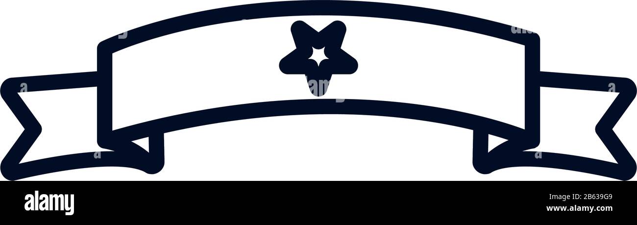 star inside ribbon line style icon design, Label tag banner product ...