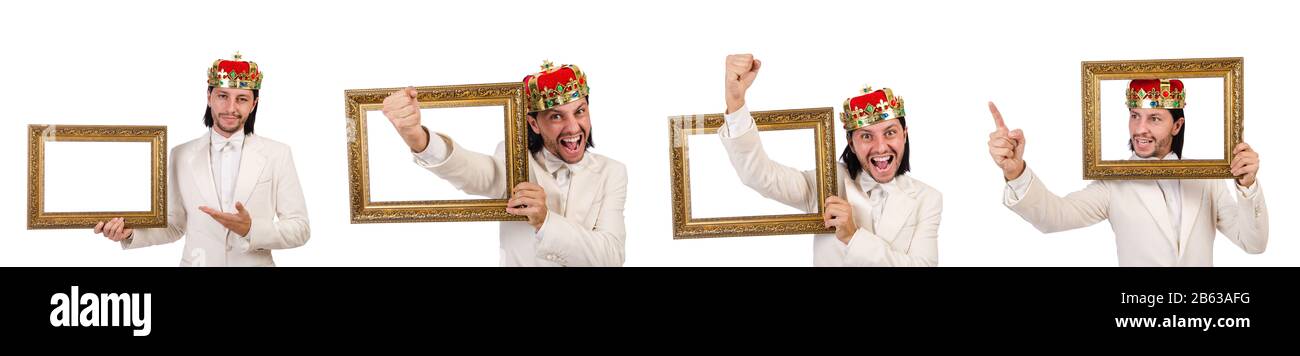 The king with picture frame on white Stock Photo - Alamy