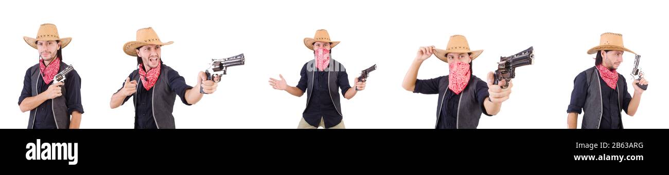 The cowboy isolated on the white background Stock Photo - Alamy
