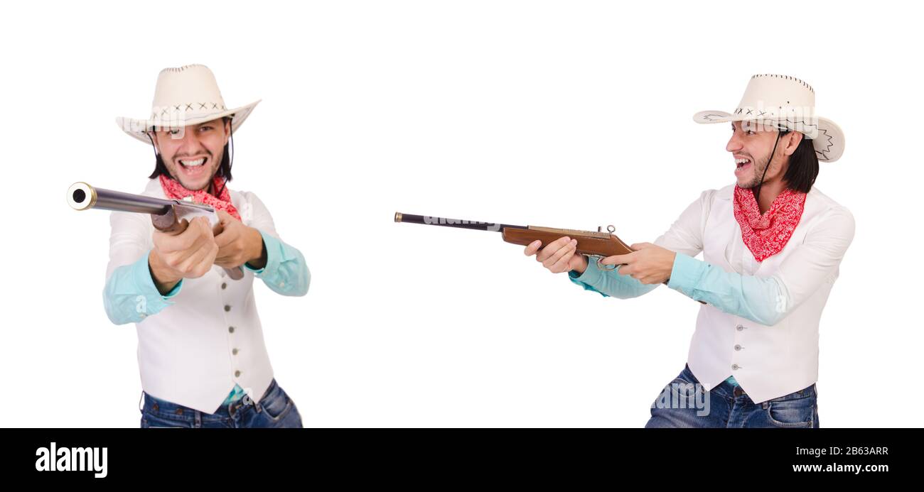 The cowboy isolated on the white background Stock Photo - Alamy