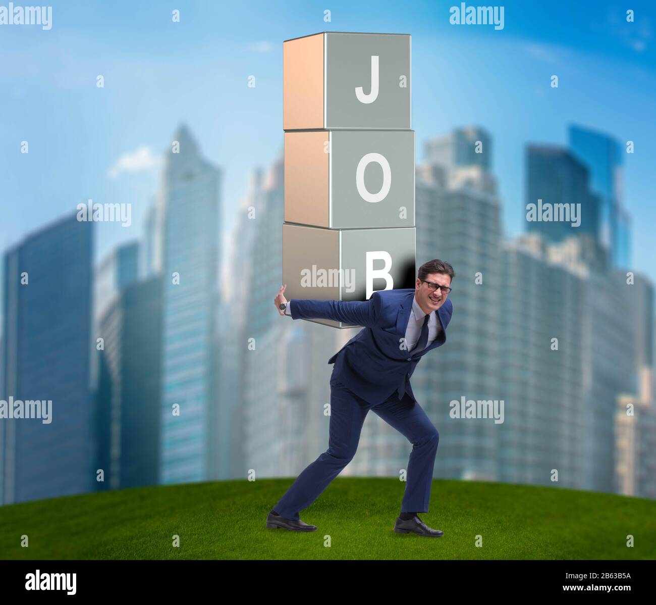 The businessman carrying the burden of his job Stock Photo - Alamy