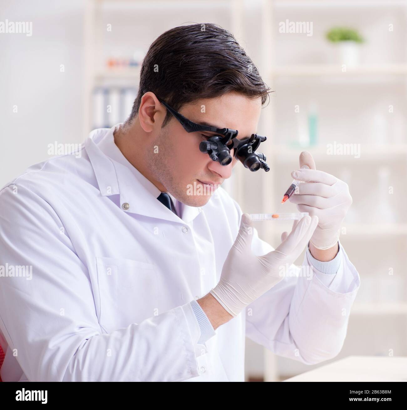 The doctor chemist working on blood samples in lab Stock Photo - Alamy