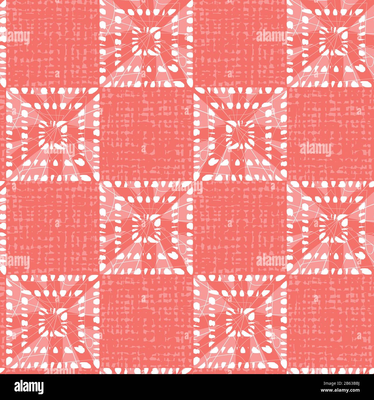 Vector red shibori squares pattern with canvas texture background ...