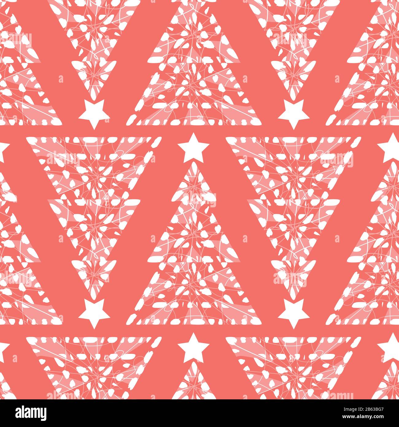 Vector red monochrome glittering Christmas trees repeat pattern ...