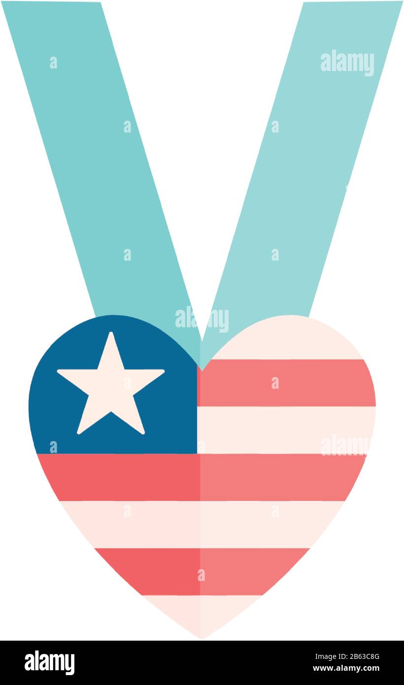 heart medal flat style icon design, Winner first position competition ...