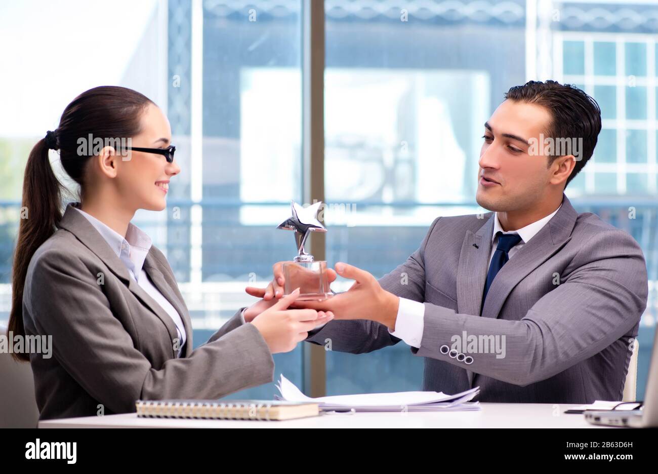 Woman receiving trophy not sport hi-res stock photography and images ...