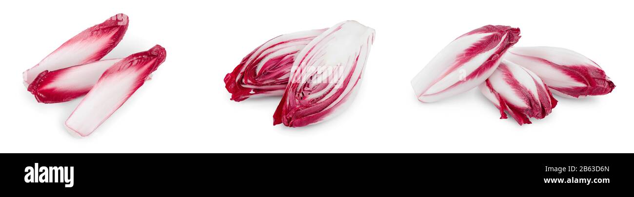 red chicory or radicchio isolated on white background, Set or ...
