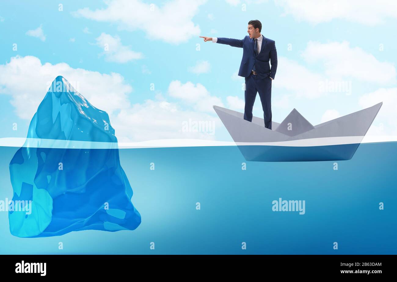 The businessman showing directions to avoid problems as iceberg Stock ...